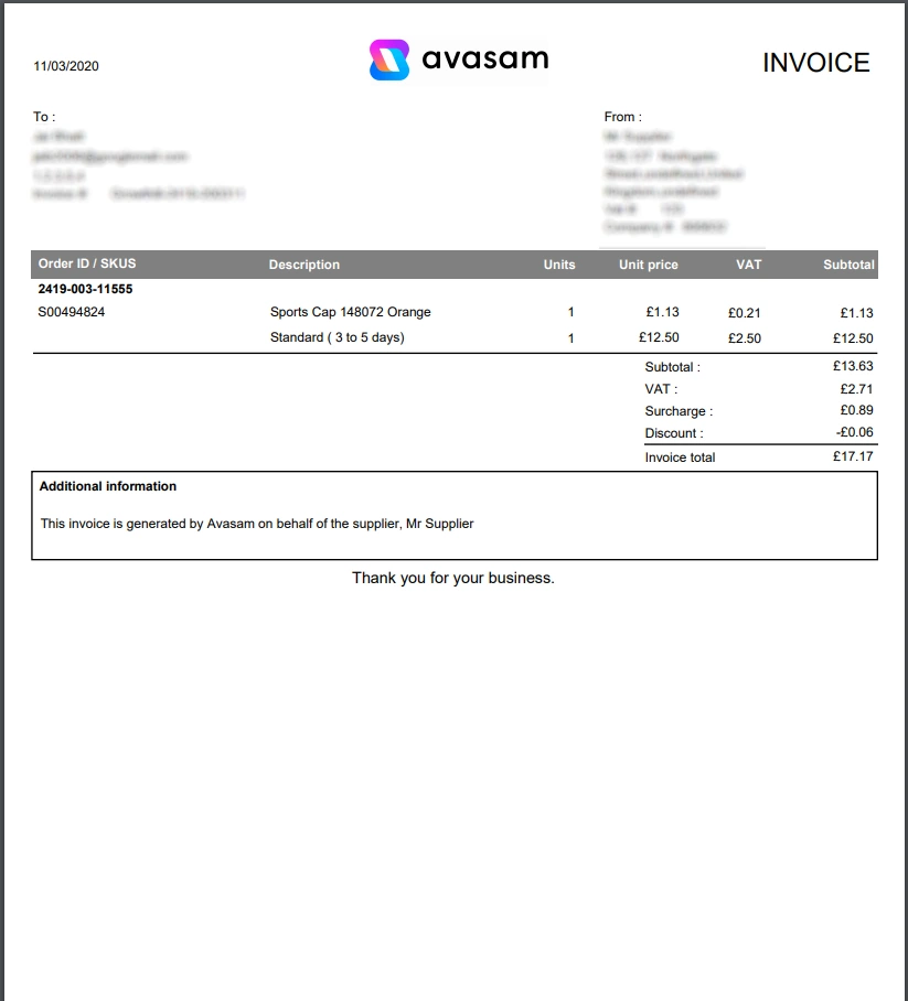 Invoices | Avasam Knowledge Base
